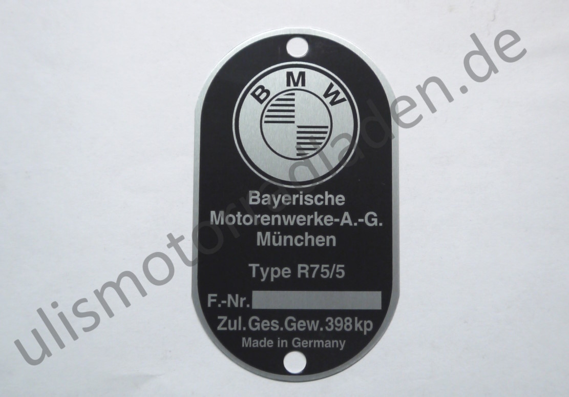 Identification plate for BMW R75/5